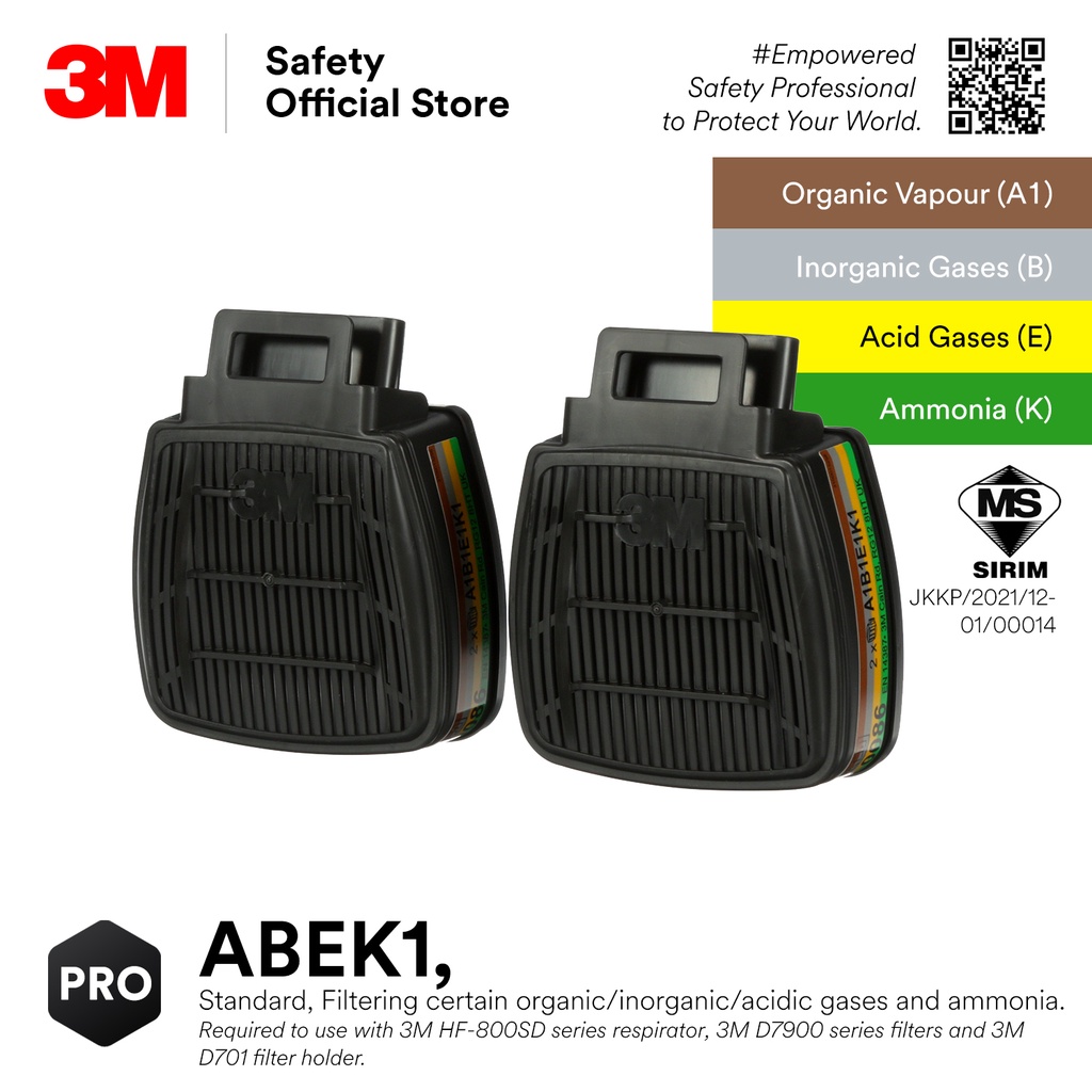 3M™ D8059 Secure Click Multi Gas & Vapour ABEK1 Filters/ Cartridge for ...