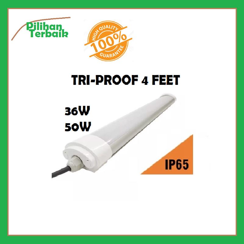 TRI-PROOF 36W 50W 4Feet LED LIGHT 6500K 3000K IP65 | Shopee Malaysia
