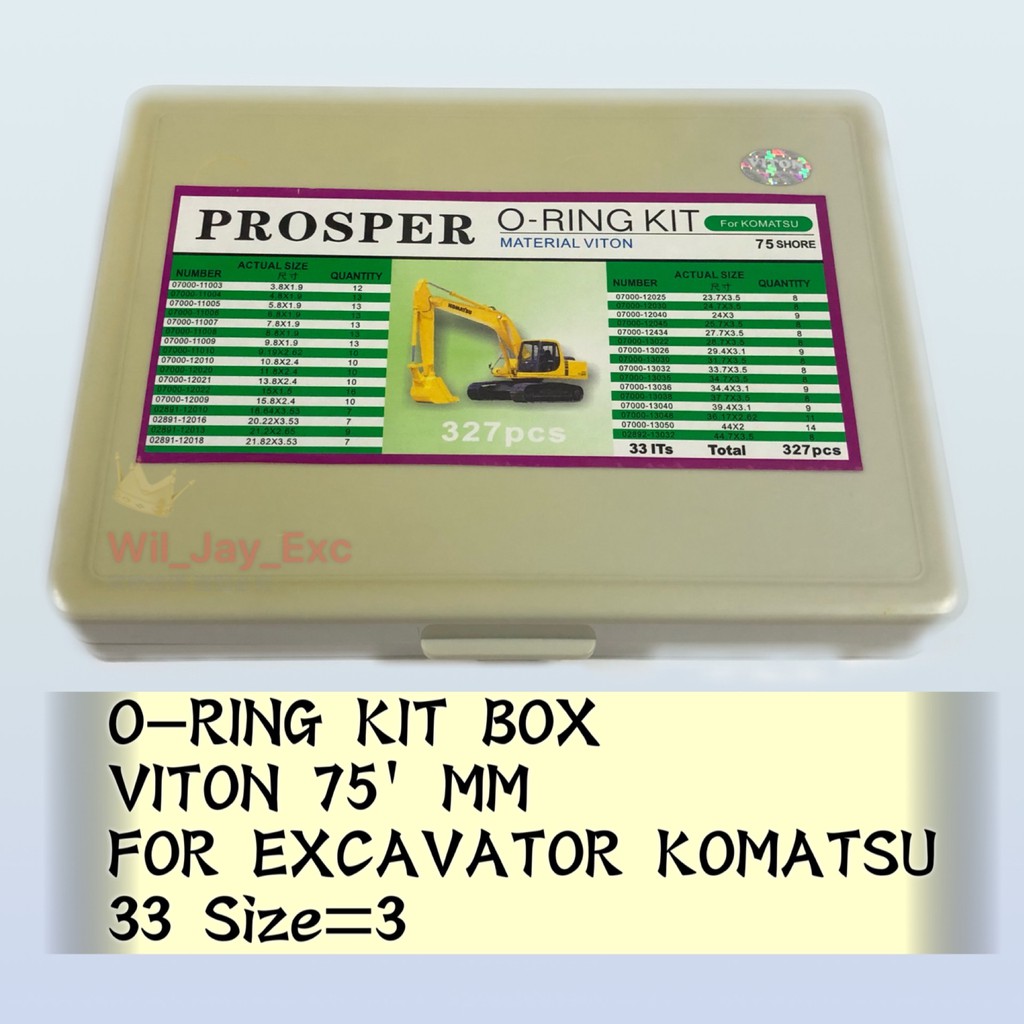 O RING KIT BOX VTN 75 SHORE MM SIZE FOR EXCAVATOR KOMATSU ORING 327 PCS ...