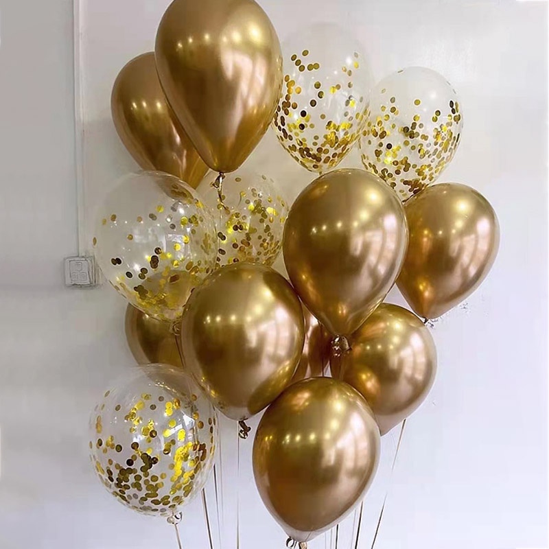 25pcs/set Chrome Metal Gold Silver Balloon Confetti Balls Birthday ...