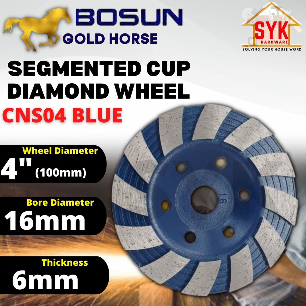 SYK Bosun Gold Horse CNS04 Blue 4"(100mm) Segmented Diamond Grinding ...