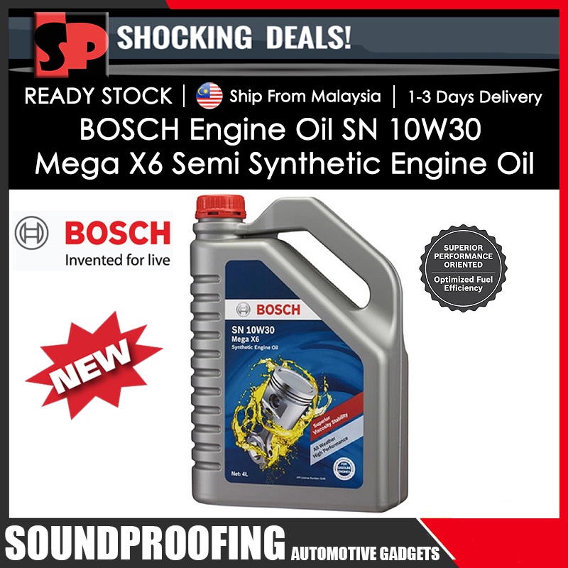 BOSCH Engine Oil SN 10W30 Mega X6 Semi Synthetic Engine Oil (4L ...