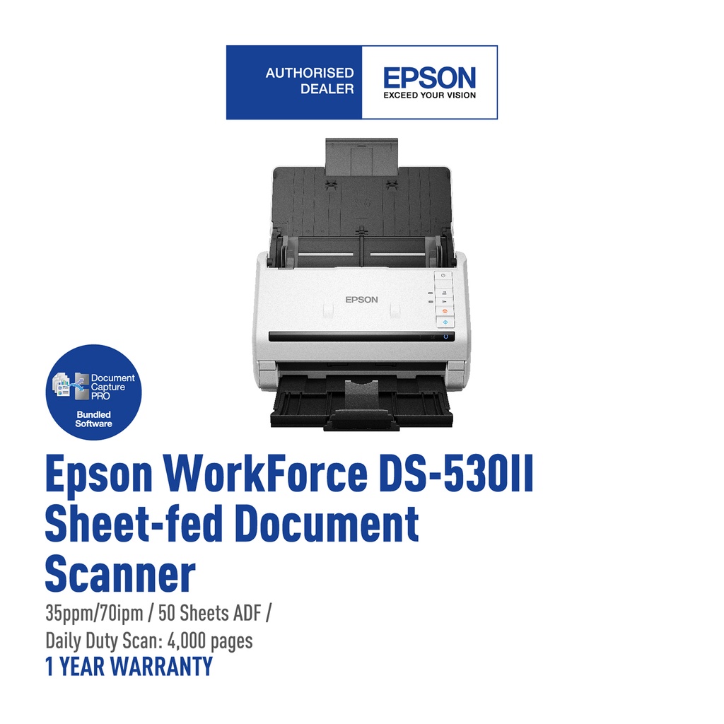 Epson WorkForce DS-530II A4 Duplex Sheet-fed Document Scanner | Shopee ...