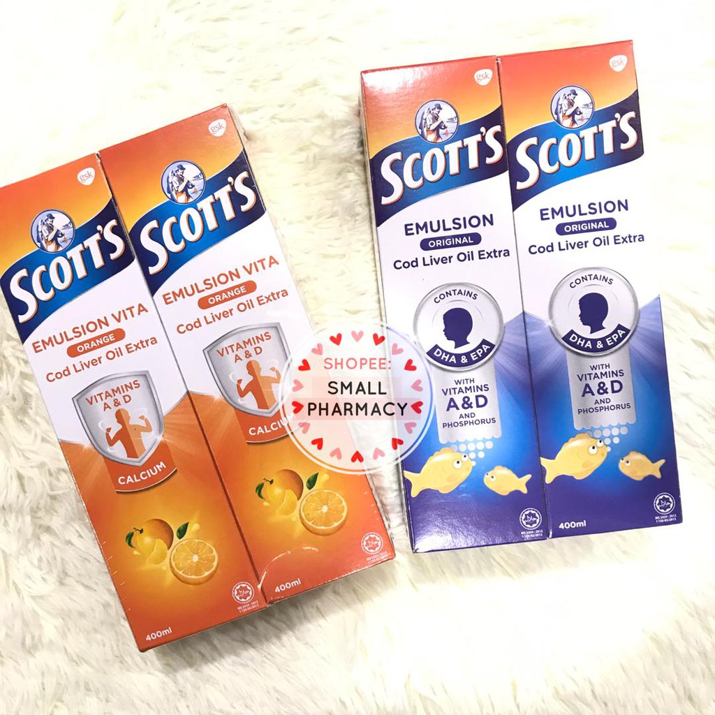 Scott's Emulsion Orange / Original 2 x 400ml Twin Pack Cod Liver Oil ...
