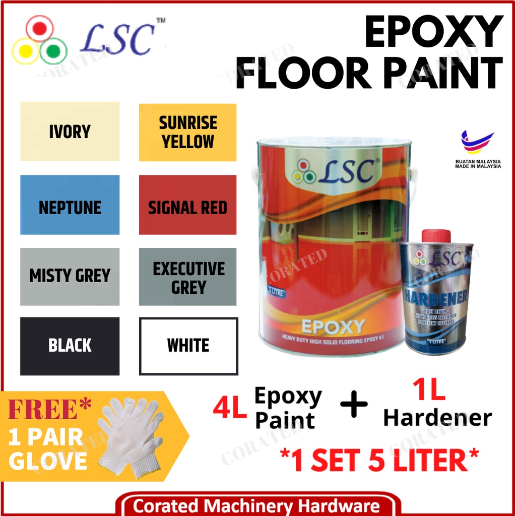 [💣CLEANRANCE💣] LSC 5 Liter Epoxy Floor Paint &Epoxy Sealer **FREE 1 ...