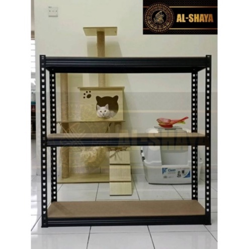 🌹HEAVY DUTY RAK🌹Black Color Metal Rack with 3 & 4 Levels. (FIBERBOARD ...