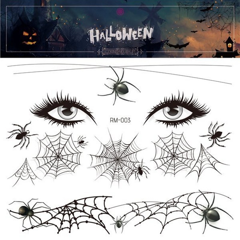 ZS Halloween Fake Tattoo Face Sticker /Spider Web Scar Tattoo Face ...