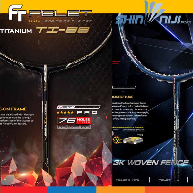 FELET 3K WOVEN TI 88 BADMINTON RACKET - SPECIAL PACKAGE | Shopee Malaysia
