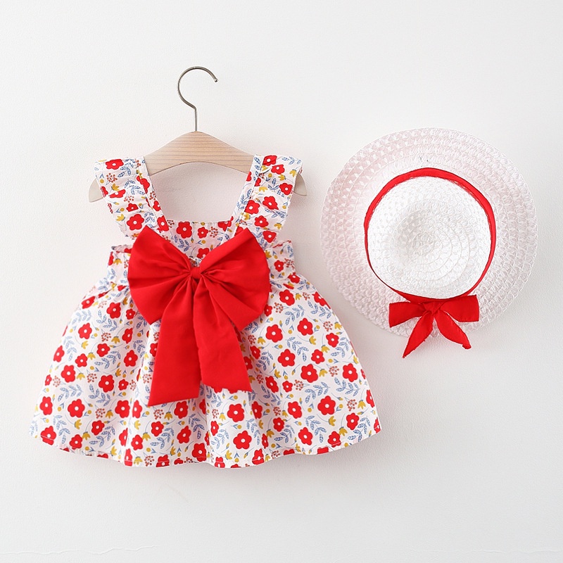 Baby Girl Hot Summer Dress Big Ribbon Small Flowers Design Baju Budak ...