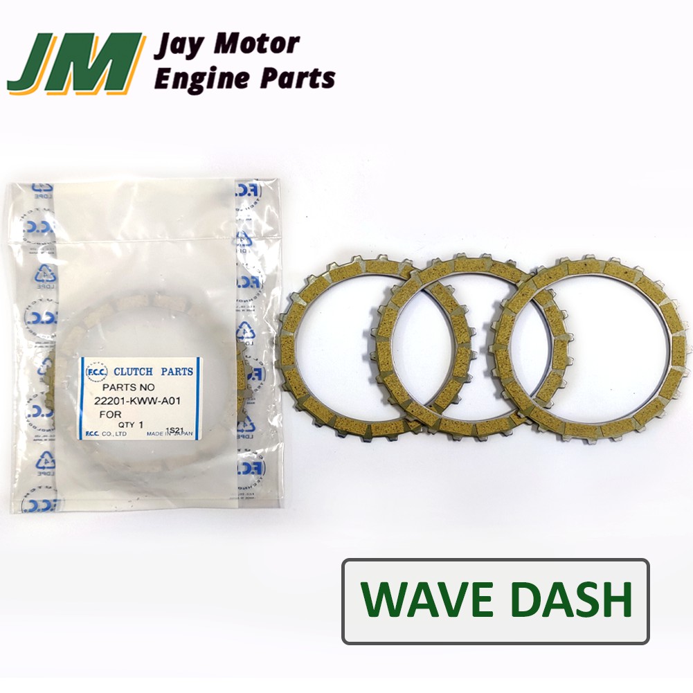 WAVE DASH FCC FRICTION PLATE CLUTCH DISK JAPAN (22201-KWW-A01) 1 SET 3 ...