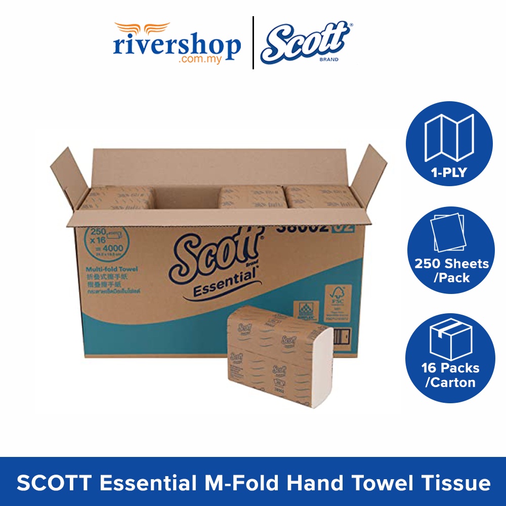 (1 Carton) SCOTT® Essential Multi-Fold Hand Towel/ Hand Towel Tissue ...