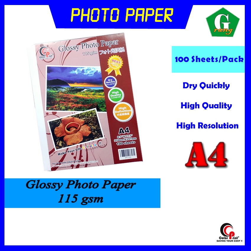 Glossy Photo Paper A4 115gsm (100 sheets) | Shopee Malaysia