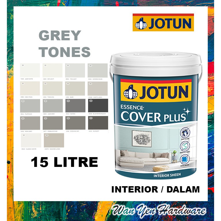 15 LITRES ( GREY TONES ) JOTUN ESSENCE COVER PLUS SHEEN ( INTERIOR/DALAM ) | Shopee Malaysia