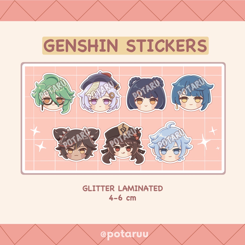 [potaru] Genshin Impact Glitter Die Cut F Sticker | Baizhu Qiqi ...