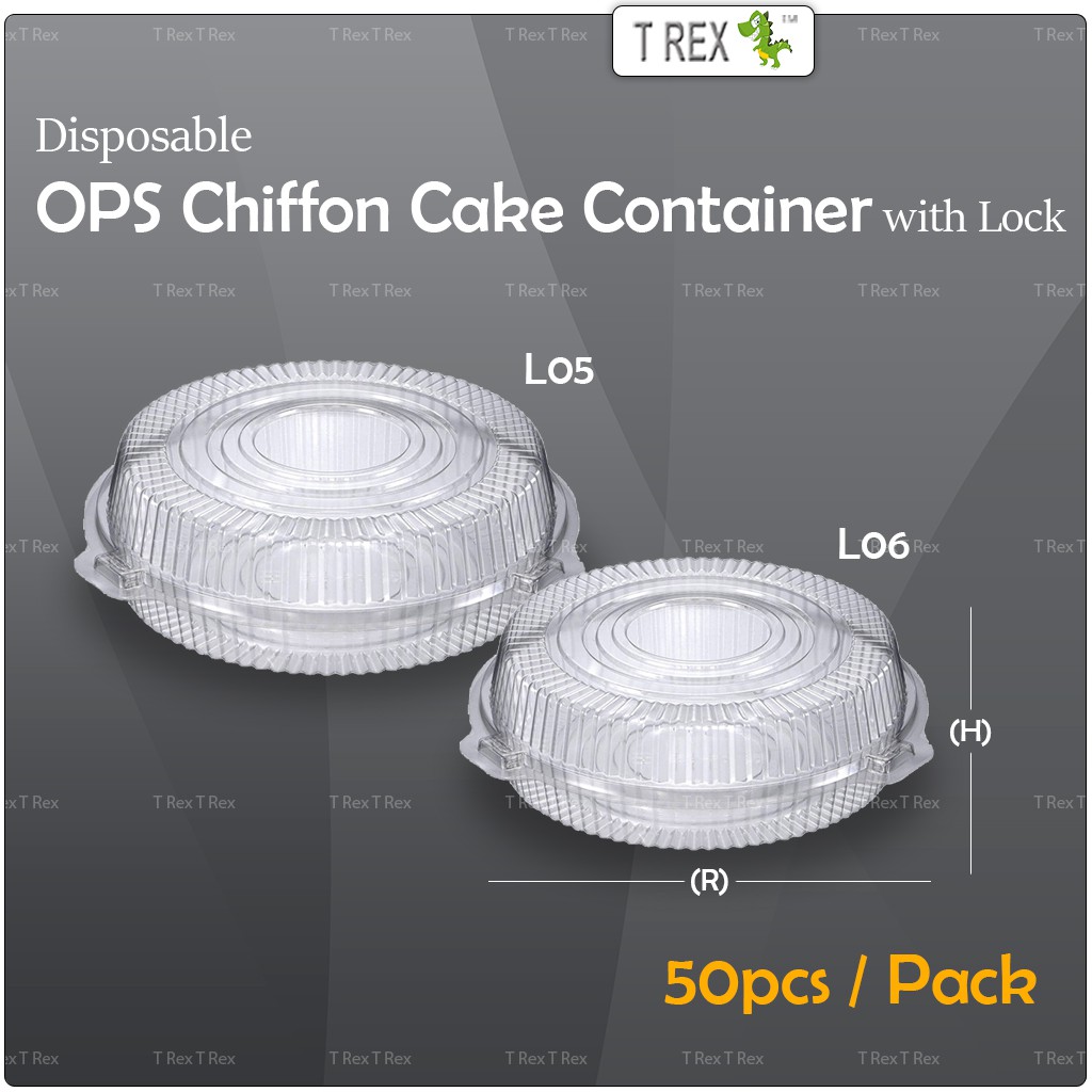 50pcs Disposable OPS Chiffon Cake Container With Lock / Round Cake OPS ...