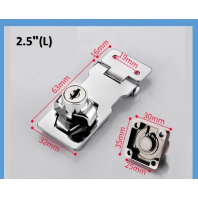 2-1/2Inch Hasp Self Locking Security with 2 Keys Safety Cabinet Lock ...