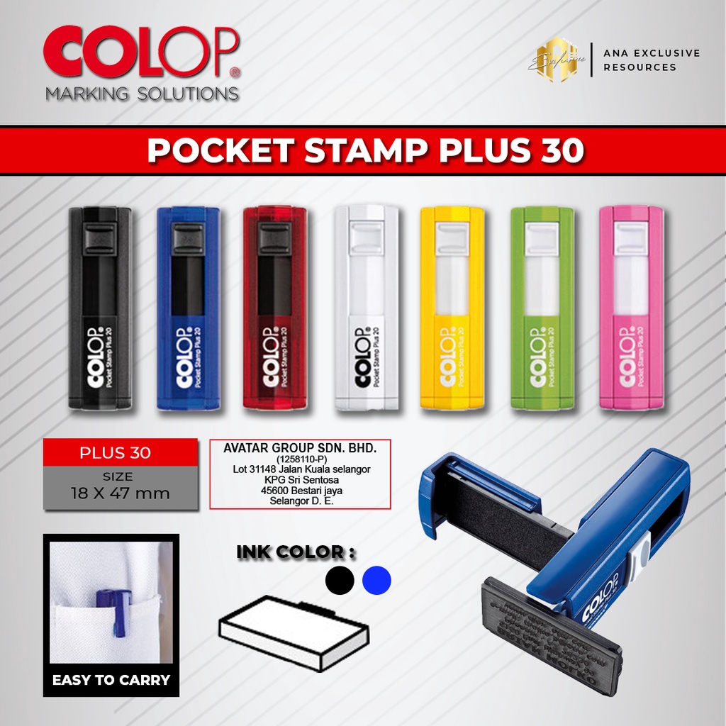 Rubber Stamp COLOP Pocket Stamp Self-Inking Plus 30 *SAME DAY DELIVERY* (READY STOCK) | Shopee ...