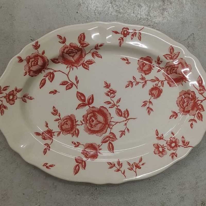 💥 HOT ITEM 💥 Red Rose Oval Plate | Shopee Malaysia