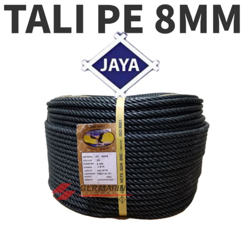 [ROLL] TALI PE 8MM JAYA PE ROPE POLYETHYLENE ROPE + -220MTR - GLR ...