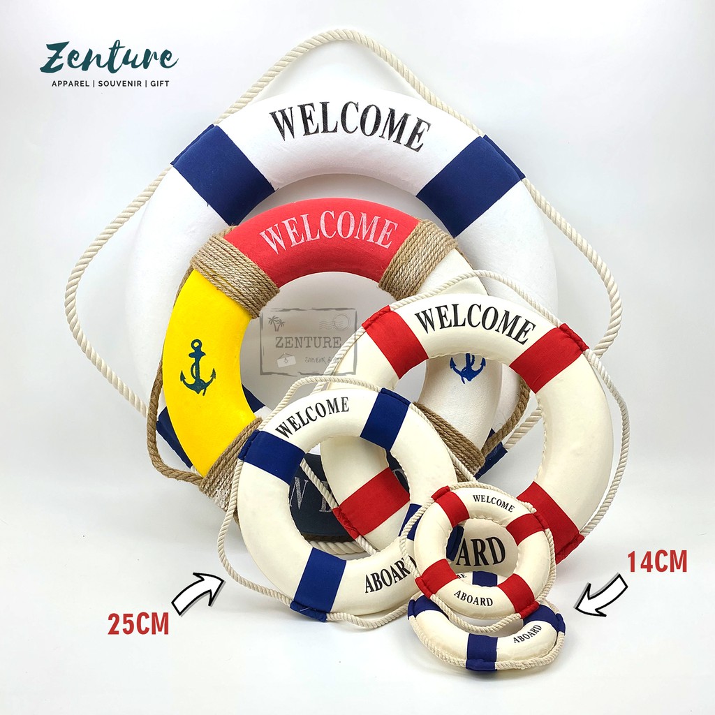 [HANGING DECOR] Zenture 25CM Welcome Aboard Lifebuoy Ring Wall Hanging ...