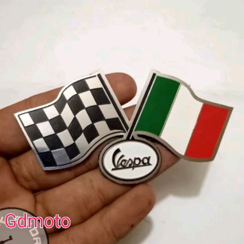 Vespa Emblem Sticker Cross Metal Flag Italy GB Indonesia German Vespa ...