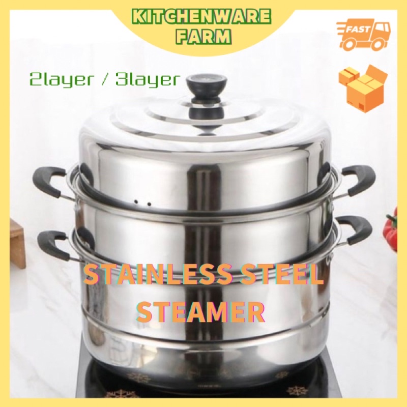 28cm / 32cm Steamer Cookware Pot Periuk Kukus Steam Pot 3 Layer ...