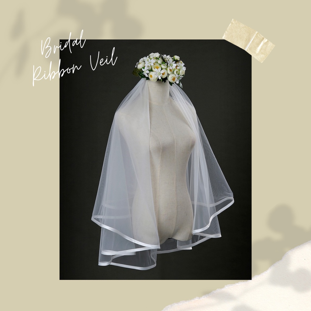 Bridal Ribbon Veils 1.35m for Weddings (White) | Shopee Malaysia