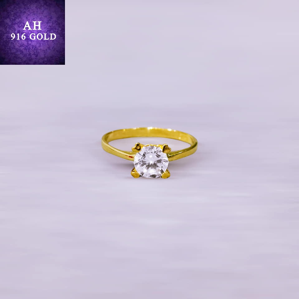 Cincin Tunang Emas 916 Permata 1 Size 14/Merisik/Kahwini/Nikah ...