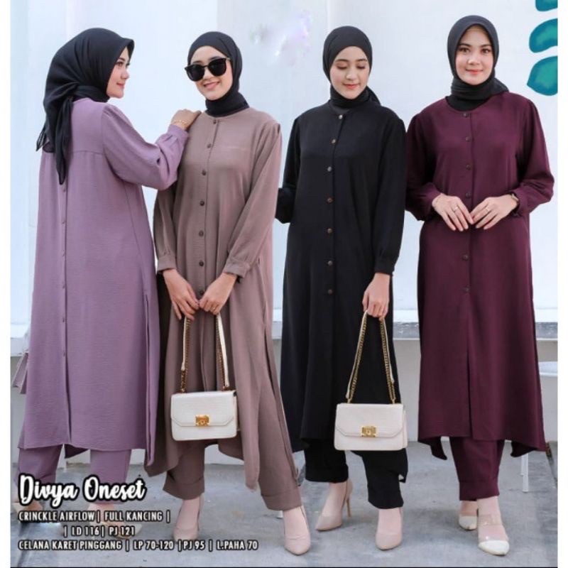 Divya SET LONG LD 110-115CM CRINKLE PREMIUM/SET POLOS LONG Button Front ...