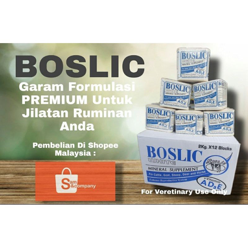 BOSLIC MINERAL BLOCK GARAM JILAT LEMBU/KAMBING/RUSA/KUDA PREMIUM (2KG ...