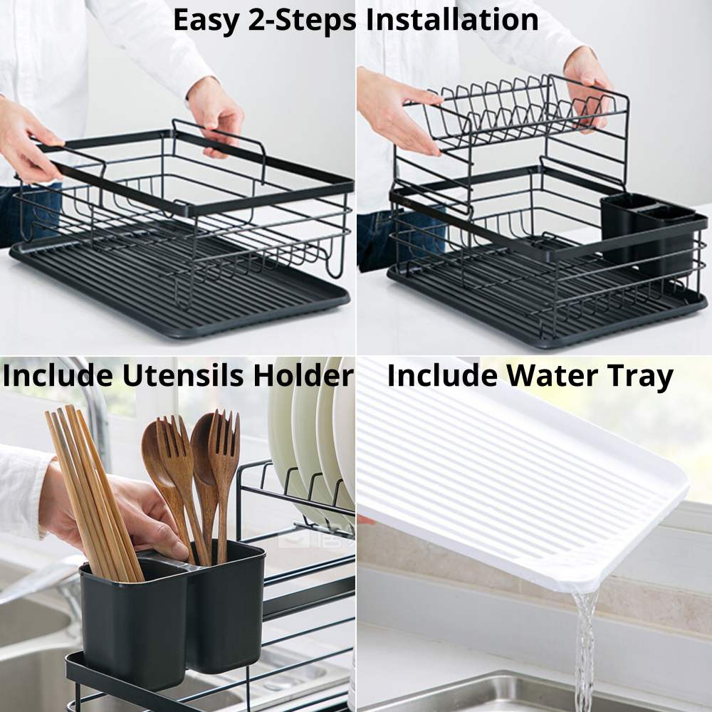 Rack Simple Homeware 2 Tier Dish Drying with Utensil Holder for Air Dry ...