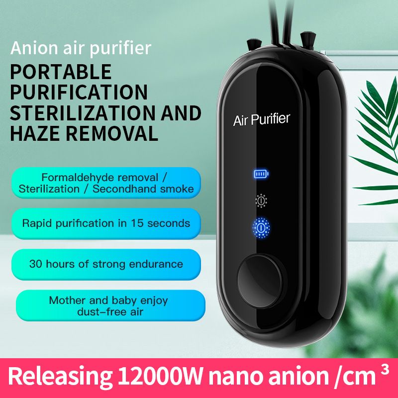 Personal Wearable Air Purifier Necklace Negative Ion Sterilizer Antivirus Portable Small Mini ...