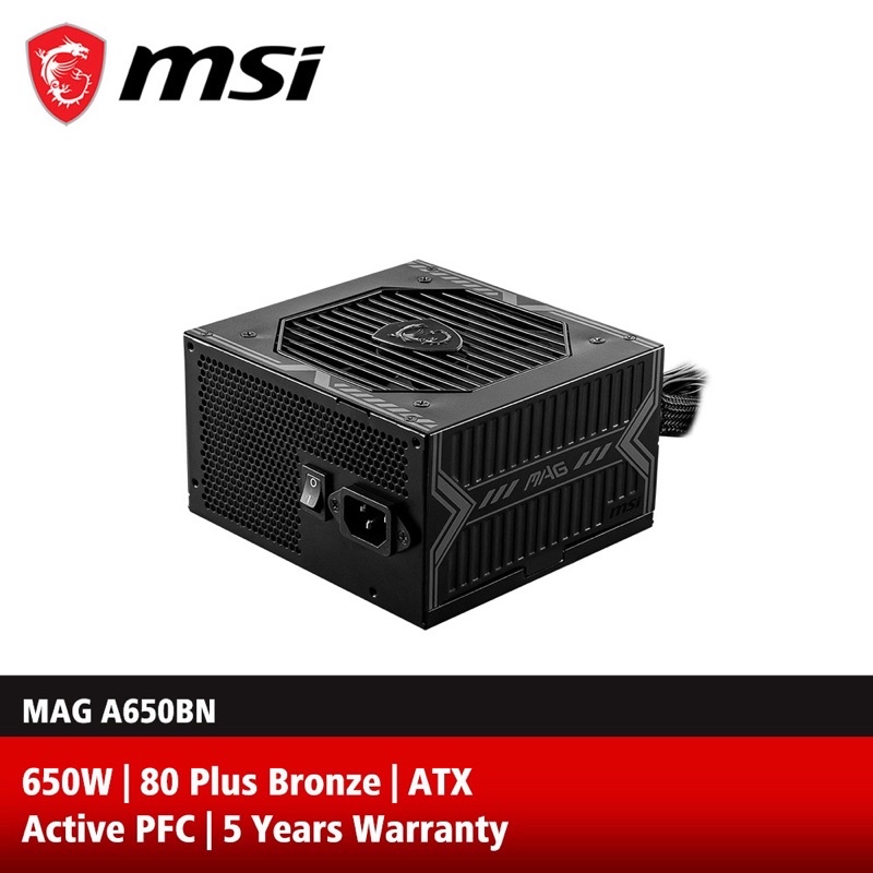 MSI MAG A650BN Non Modular Power Supply Unit PSU 650W with 80+ Bronze Certified | Shopee Malaysia