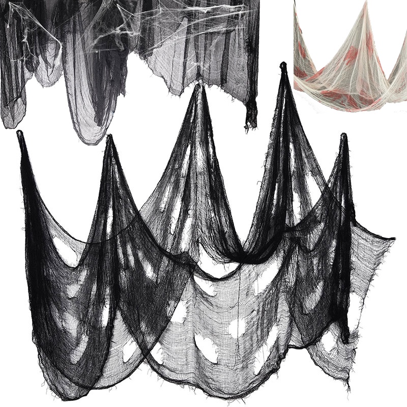 TOHalloween Props Black Gauze Room Escape Party Theme Set Horror ...