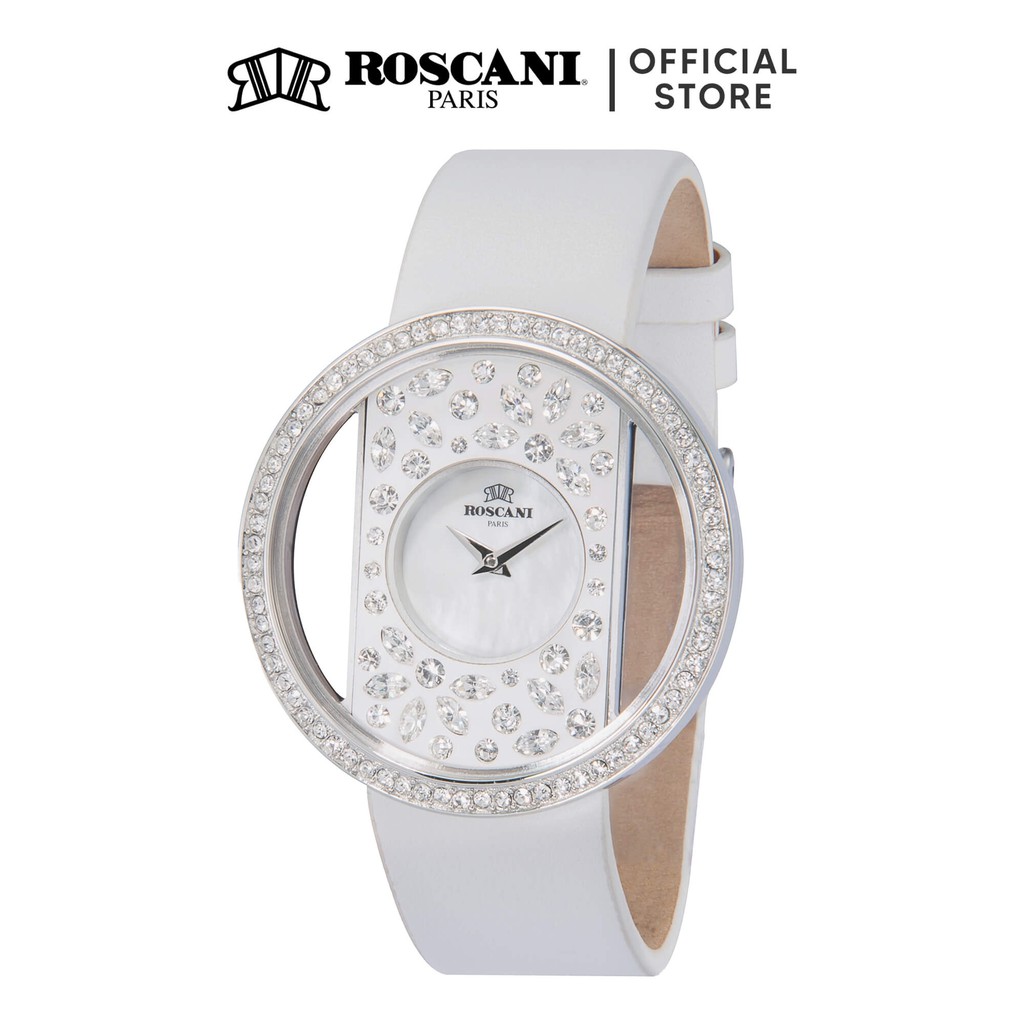 Roscani Lucy 849 Leather Women Watch - Gemstone Dial + Hidden Crown ...