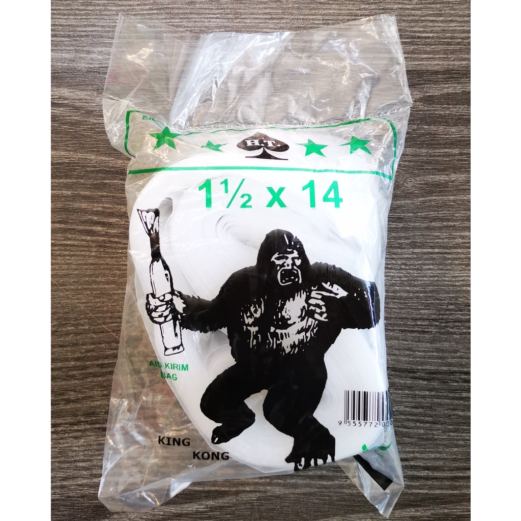 MY King Kong Ice Cream Plastic Bag 1½'' X 14'' 90+- Pcs Plastik Ais ...