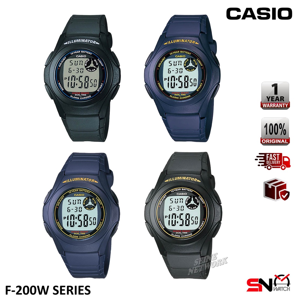 Casio F-200W Original 10-Year Battery | Budget Digital Watch | Water ...