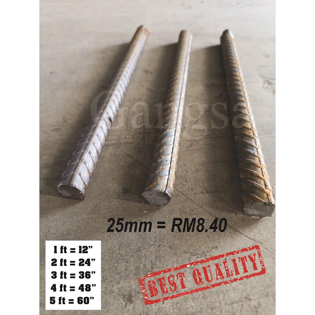 Besi Bunga Y25 (25mm) 3-5 ft (36" - 60") Mild Steel Solid Tube | Shopee ...