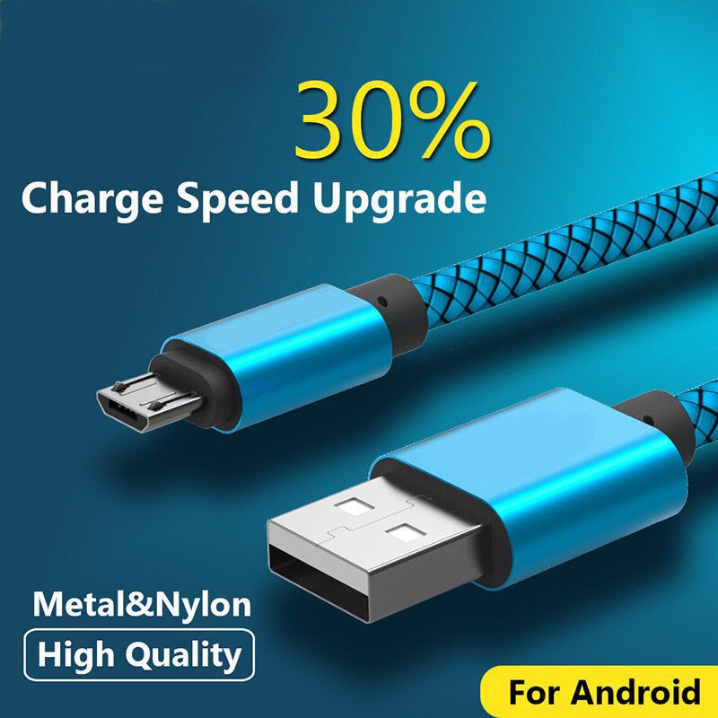 Micro USB Cable Nylon Braided Fast Charger Data Cable For Android ...