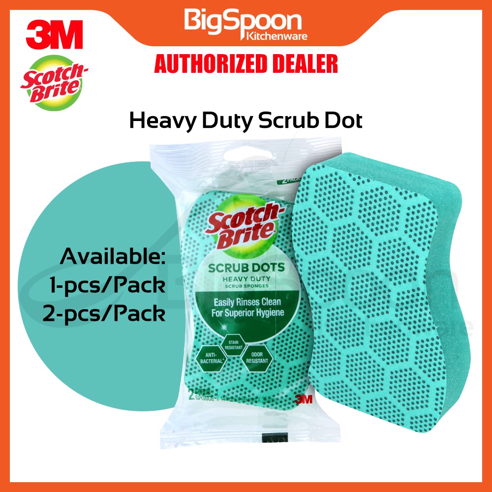 3M SCOTCH-BRITE Single/Set Scrub Dots Heavy Duty Scrub Sponge Kitchen ...