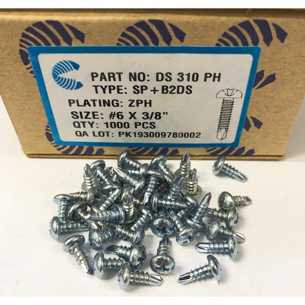 #6 x 3/8" PAN Self Drilling Screws Zinc Coated [1000 pcs / box] METAL ...