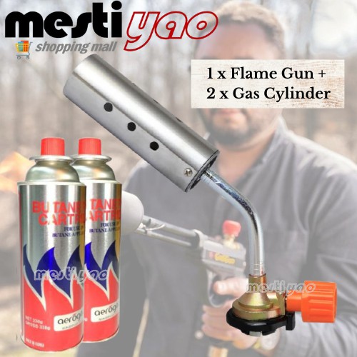 Multipurpose Portable Gas Torch Flame Gun Outdoor Add-On 2 Gas Cylinder ...