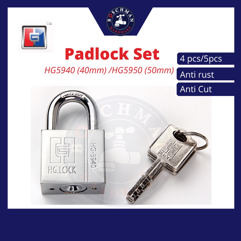 HAGER HG5940 Anti-Cut Padlock Set Stainless Steel Lock Safety House ...