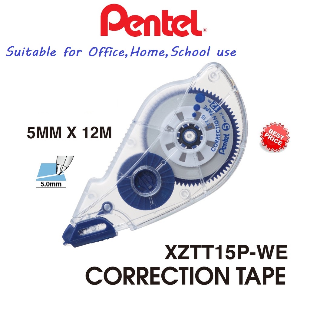 PENTEL CORRECTION TAPE 12M×5MM (XZTT15P-WE) | Shopee Malaysia