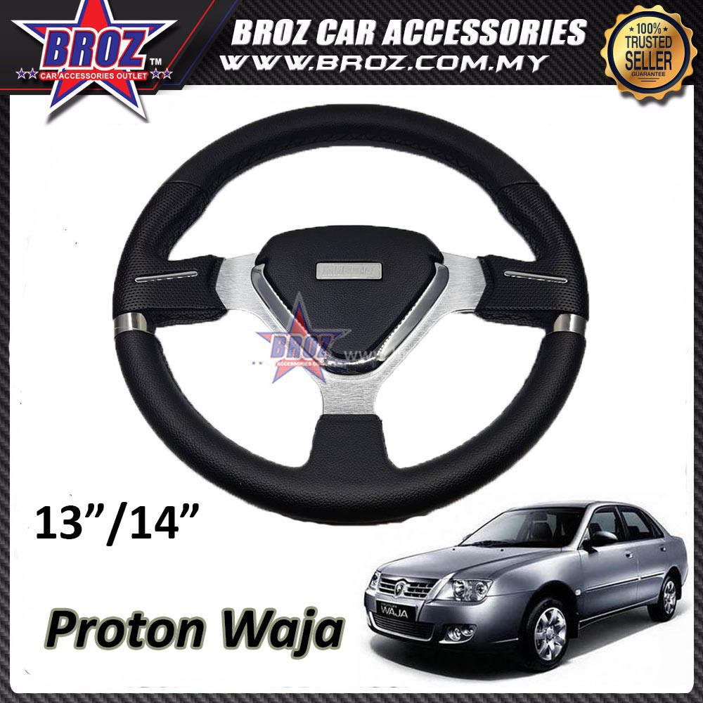 Waja 13"/14" Inch Rally Art Black Grey Steering + Wheel Hub Adapter ...