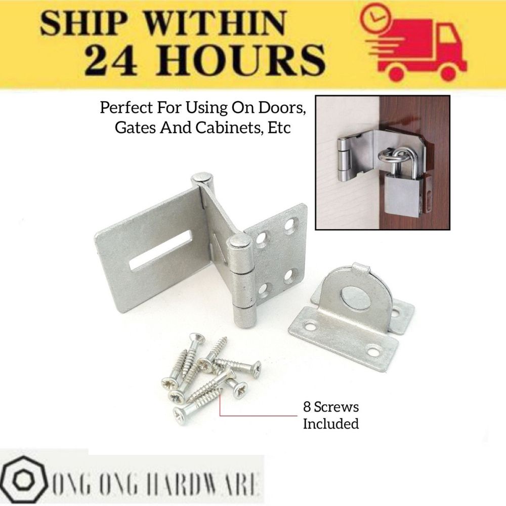 Super Heavy Duty Solid Steel Hasp & Foldable Staple Door Latch Hinges ...