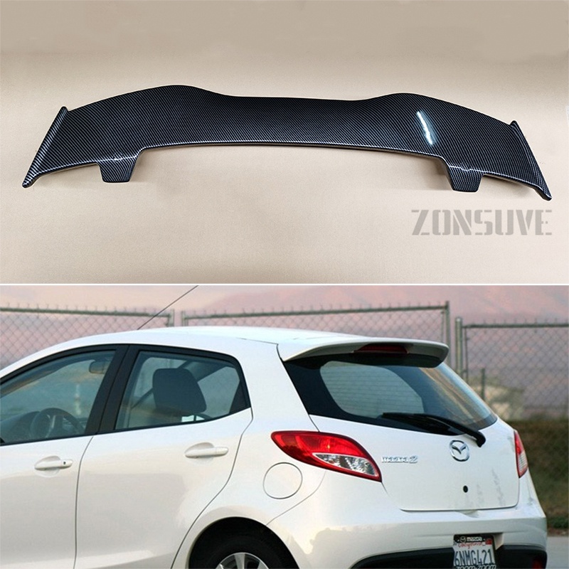 Use For Mazda 2 2009-2014 Spoiler ABS Plastic Carbon Fiber Look ...