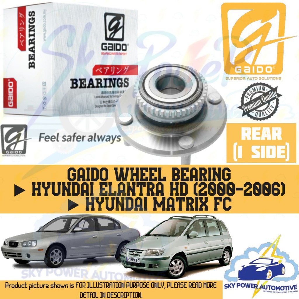 HYUNDAI ELANTRA HD (2000-2006) / MATRIX FC GAIDO WHEEL BEARING (REAR ...