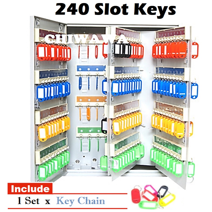 160 / 240 Keys Slot Lockable Metal Key Box Wall Mount Safe Storage Box ...