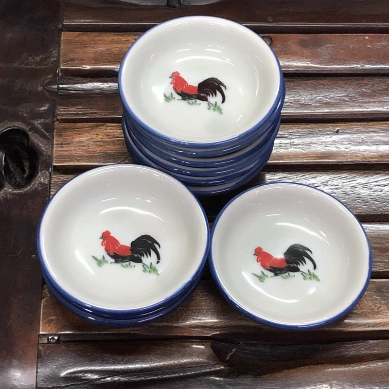 2pcs Ceramic Soy Sauce Plate Rooster Dip Plate Sauce Dish Vintage ...